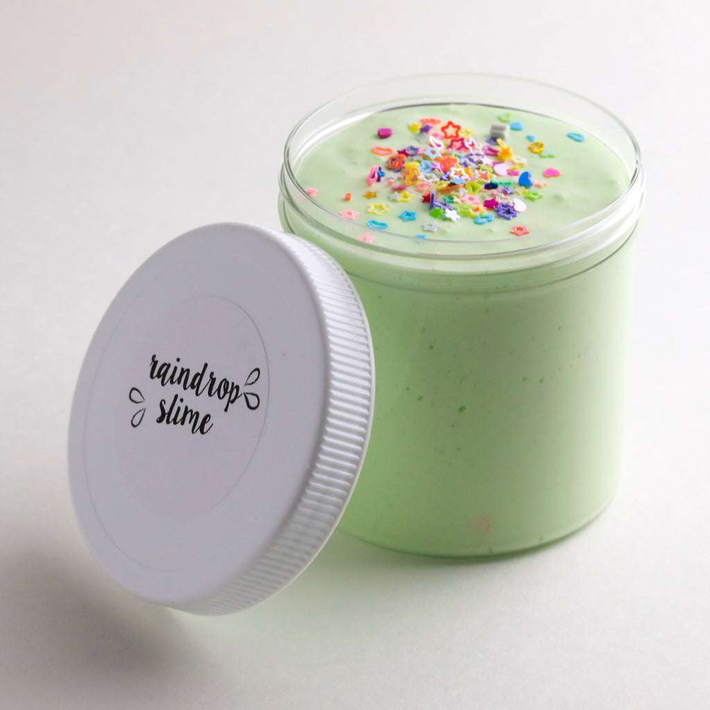 Honeydew Coconut Confetti Slime – Raindrop Slime